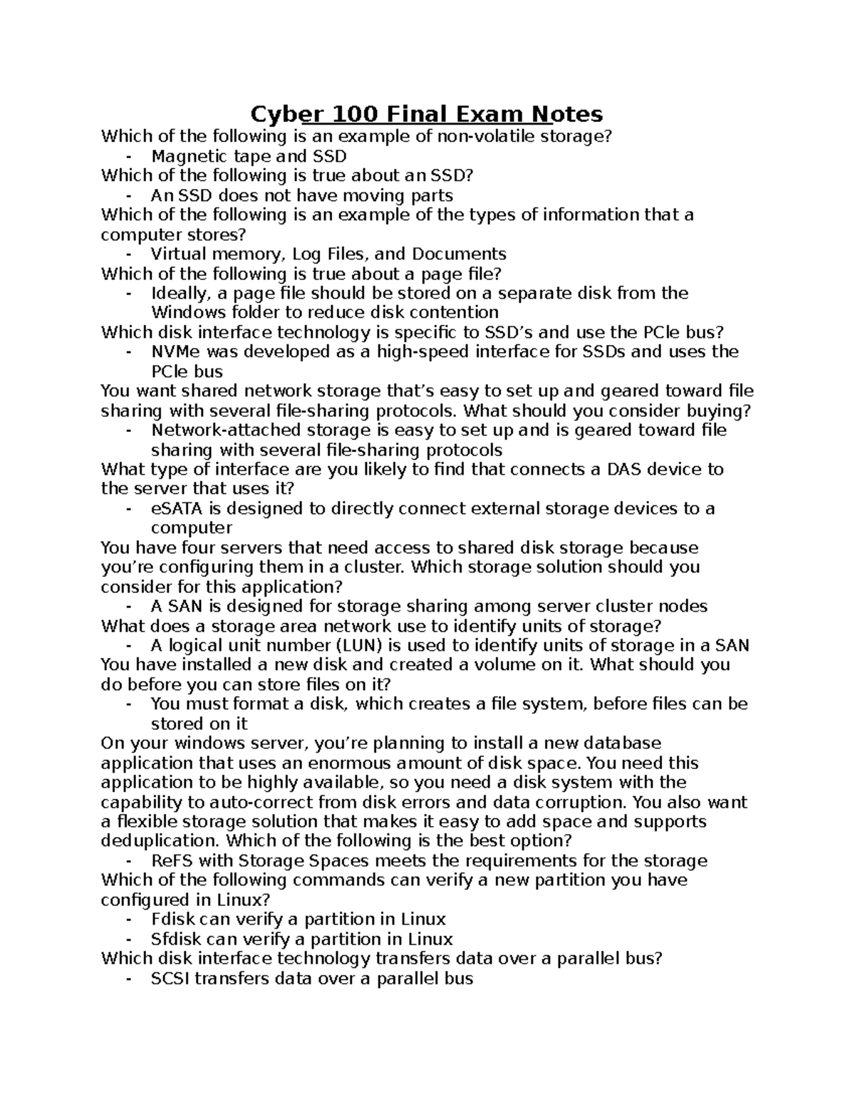 Cyber 100 Final Exam Notes - Cyber 100 Final Exam Notes Which of the ...
