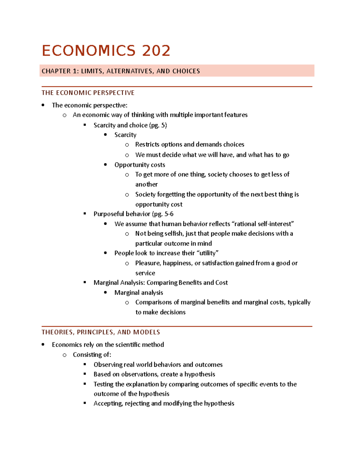Econ 202 - Summary Economics - ECONOMICS 202 CHAPTER 1: LIMITS ...