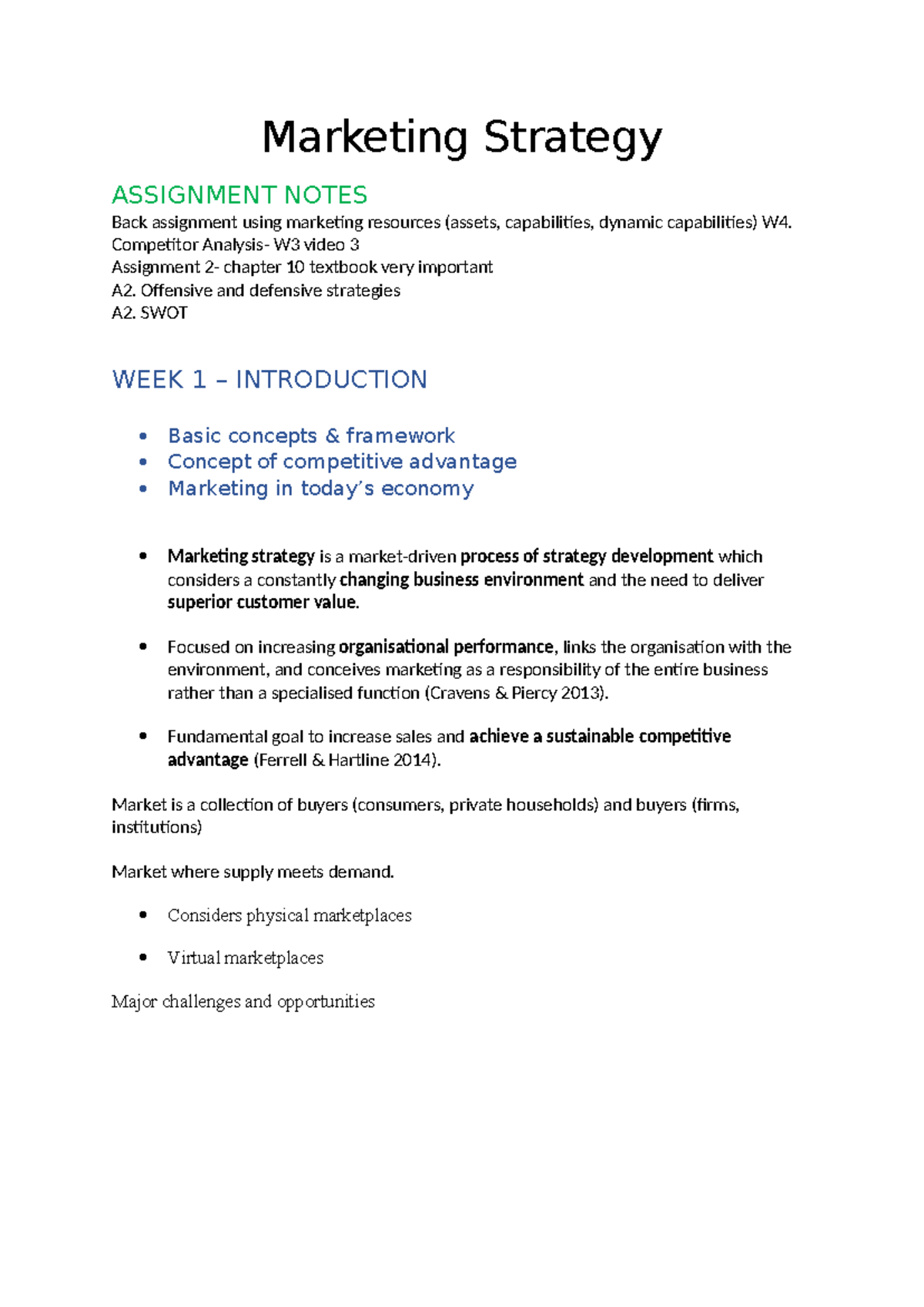 Marketing Strategy - notes from classes updated - Marketing Strategy ...