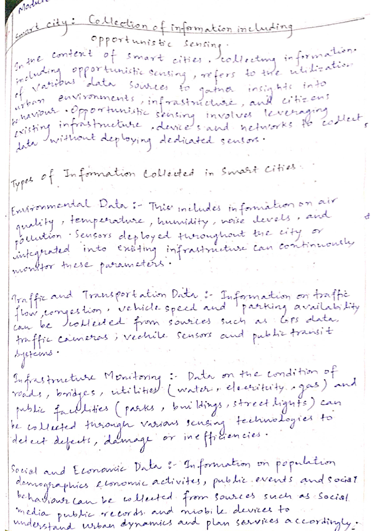 IOT module 5 - Mode Smart city: : Collection of information including Inthe context of smart ...