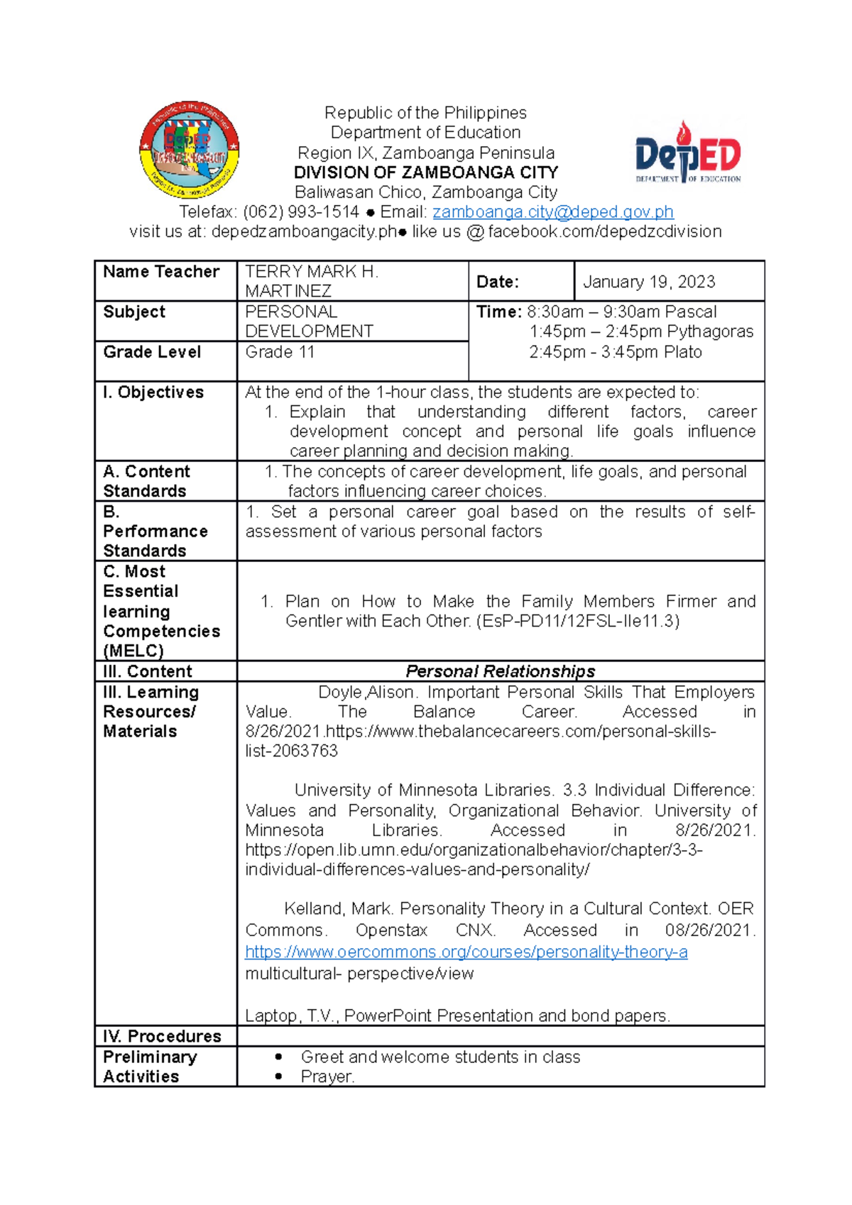 Per Dev- Careerdecision making - Republic of the Philippines Department ...