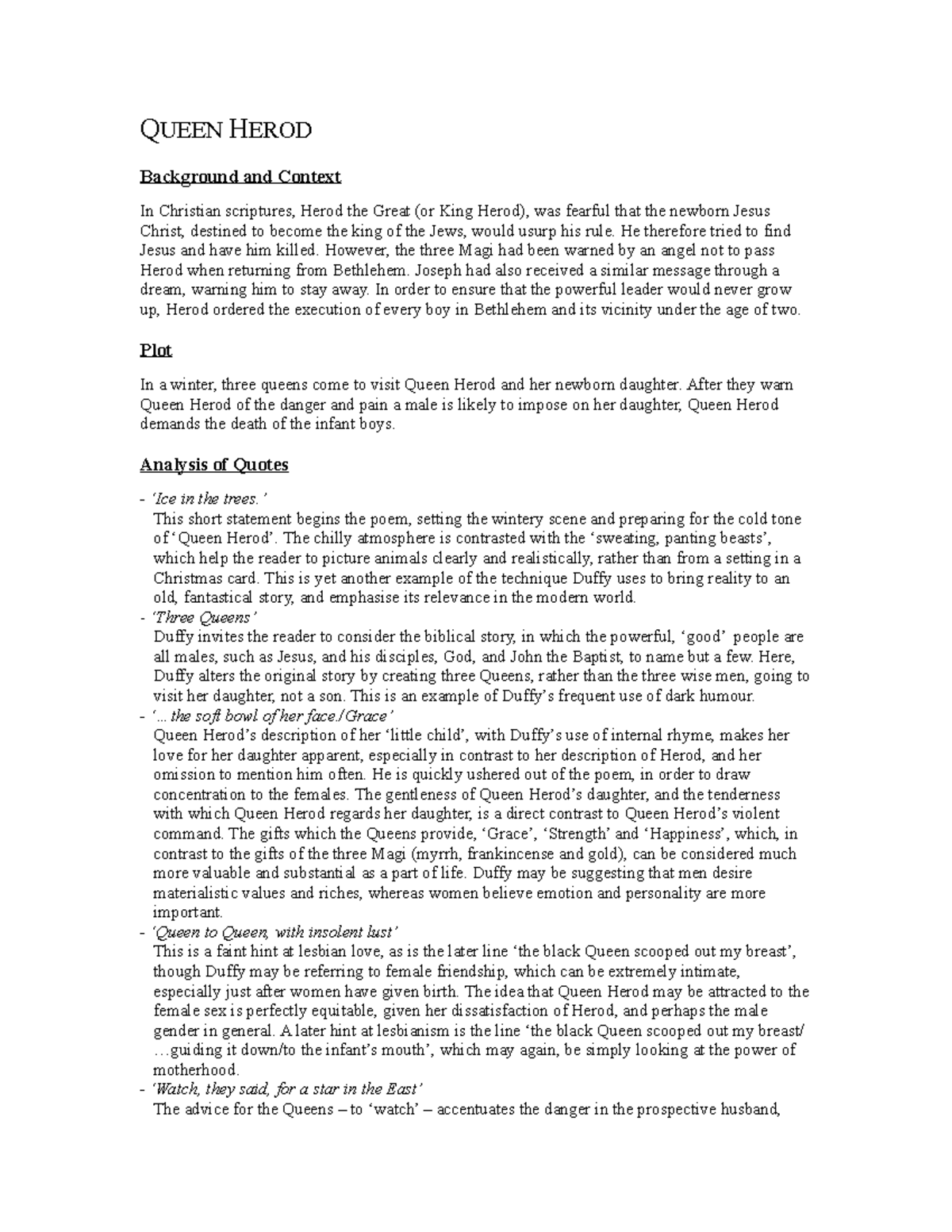 3. Queen Herod - QUEEN HEROD Background and Context In Christian ...