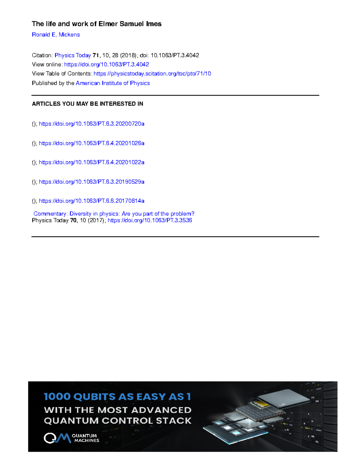 The Life and Work of Elmer Samuel Imes by Ronald E. Mickens - The life ...