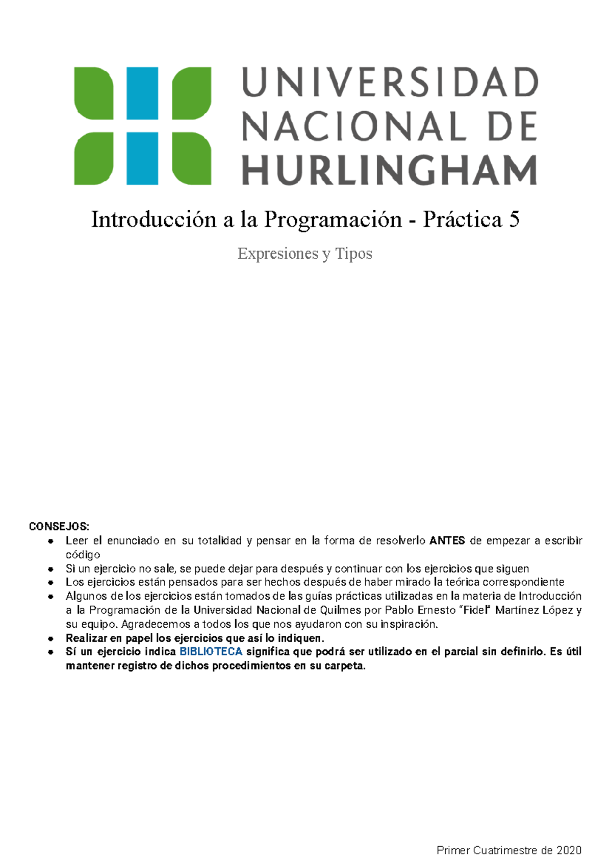 P5. Expresiones y tipos - Introducción a la Programación - Práctica 5 ...
