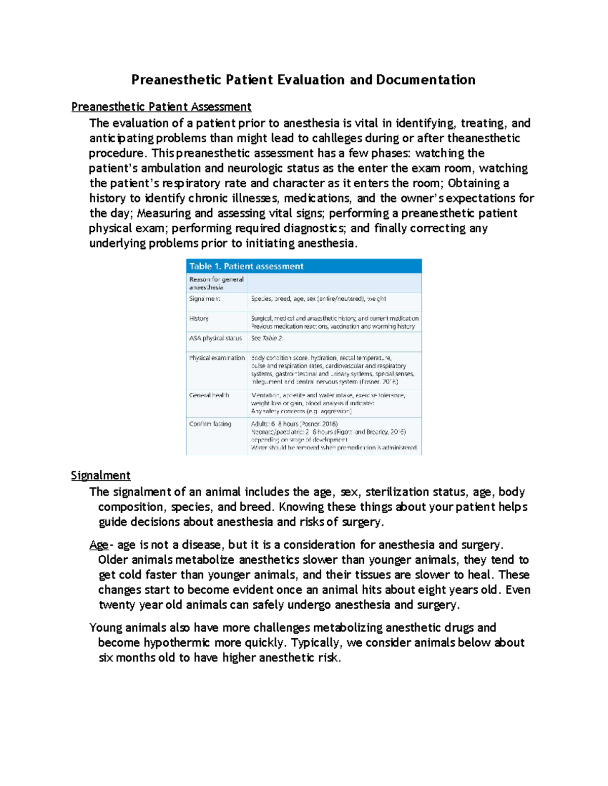 4- Preanesthetic Patient Evaluation and Documentation - Preanesthetic ...