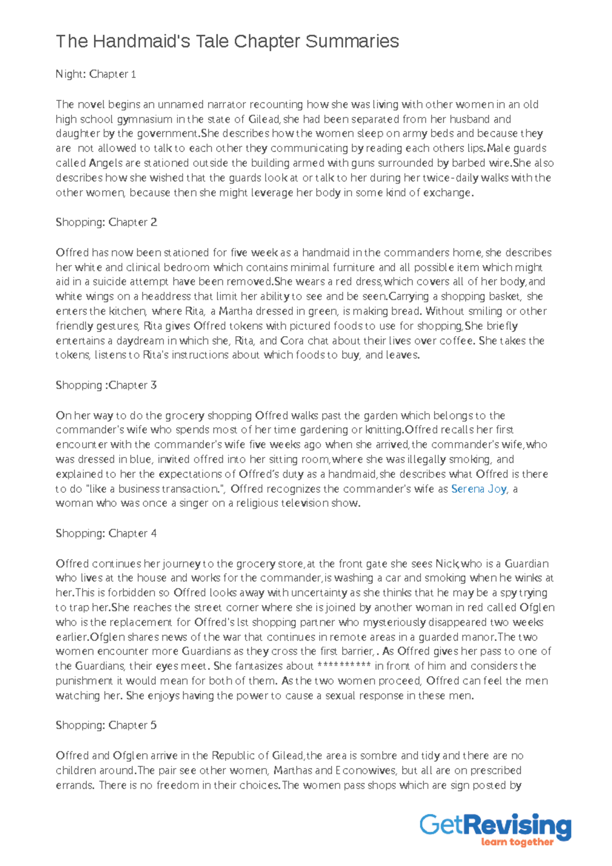 The Handmaids Tale Chapter Summaries - The Handmaid's Tale Chapter ...