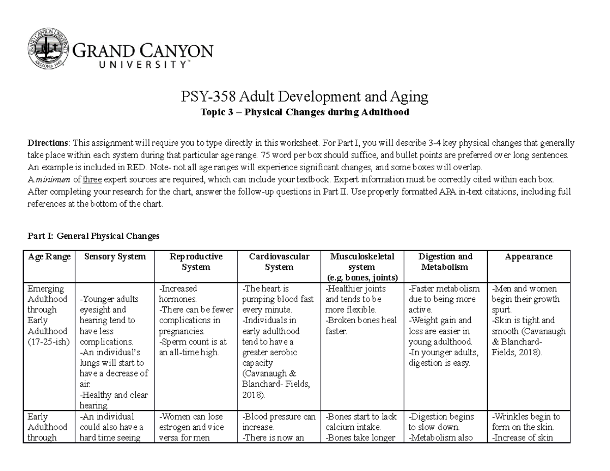 PSY358-RS-Physical System Changes - PSY-358 Adult Development and Aging Topic 3 – Physical ...