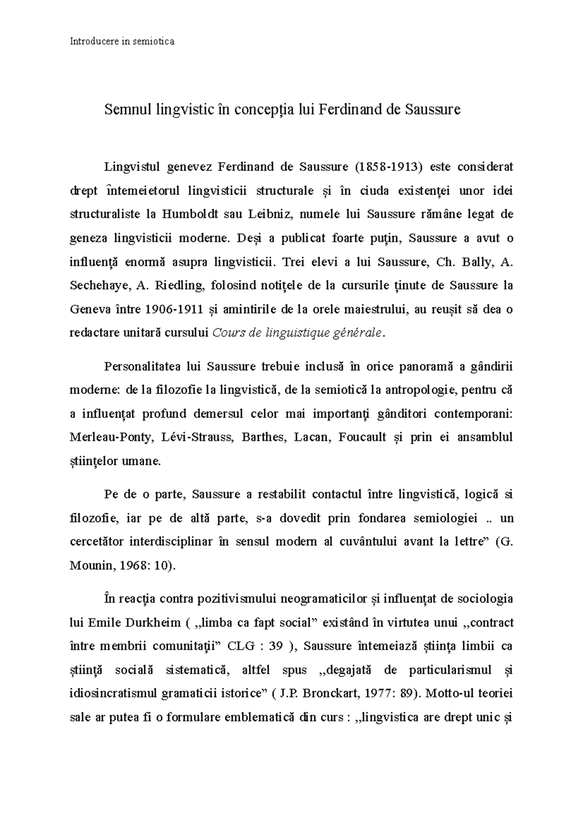 79026667 Semnul lingvistic in concepția lui Ferdinand de Saussure ...