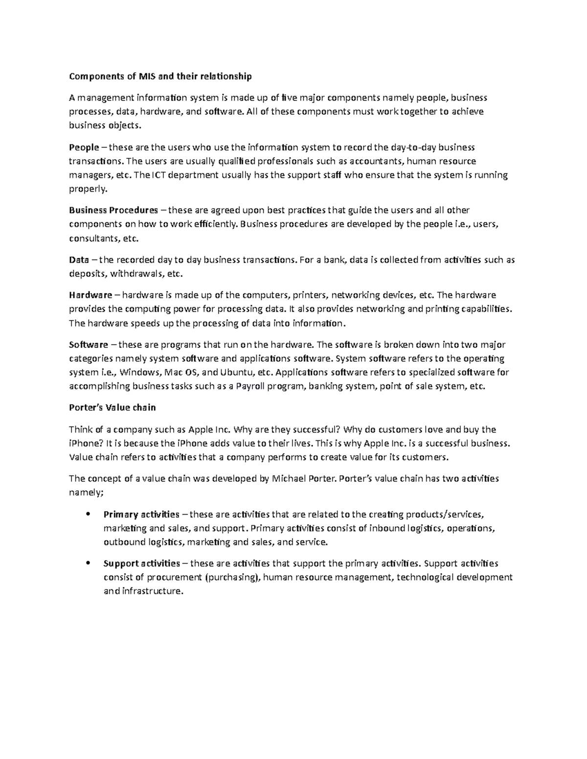 Components of MIS and their relationship - All of these components must ...
