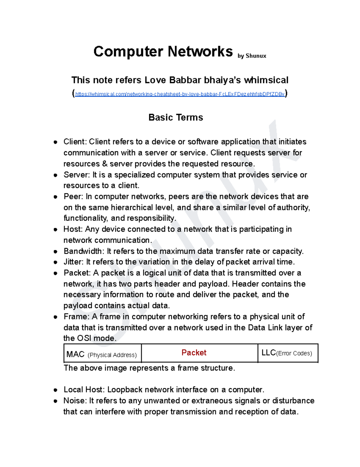 Computer network - Shunux Computer Networks by Shunux This note refers ...