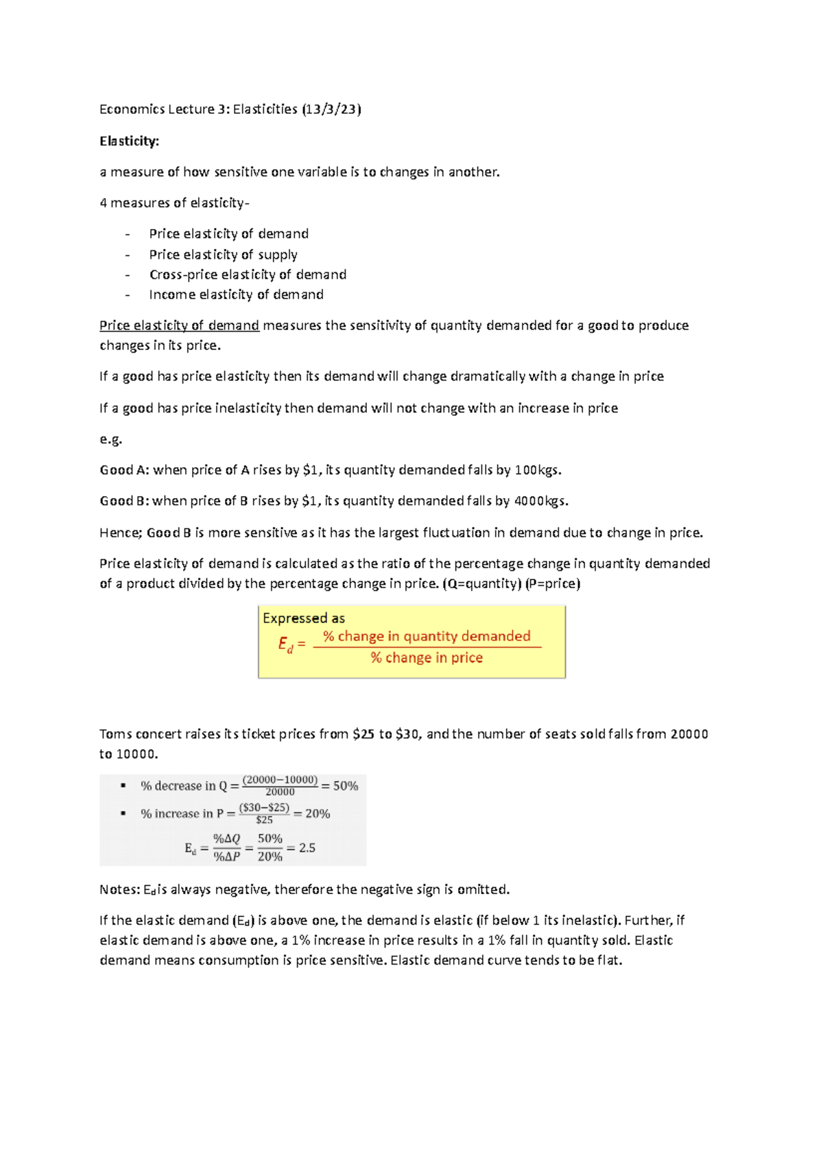 Economics Lecture 3 - 4 measures of elasticity- Price elasticity of ...