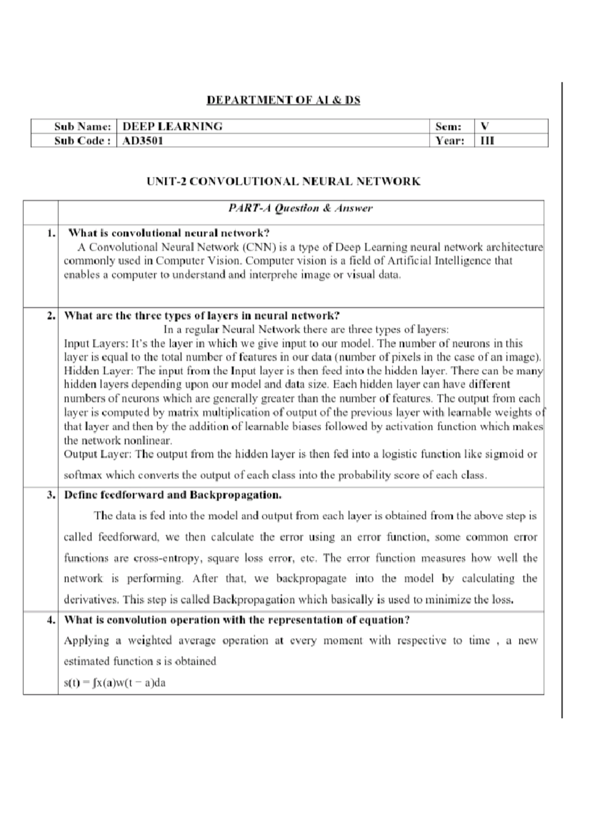 PDF Gallery 20240909 175427 - DEPARTMENT OF AI DS Sub Name: DEEP LEARNING Sem: V Sub Code ...