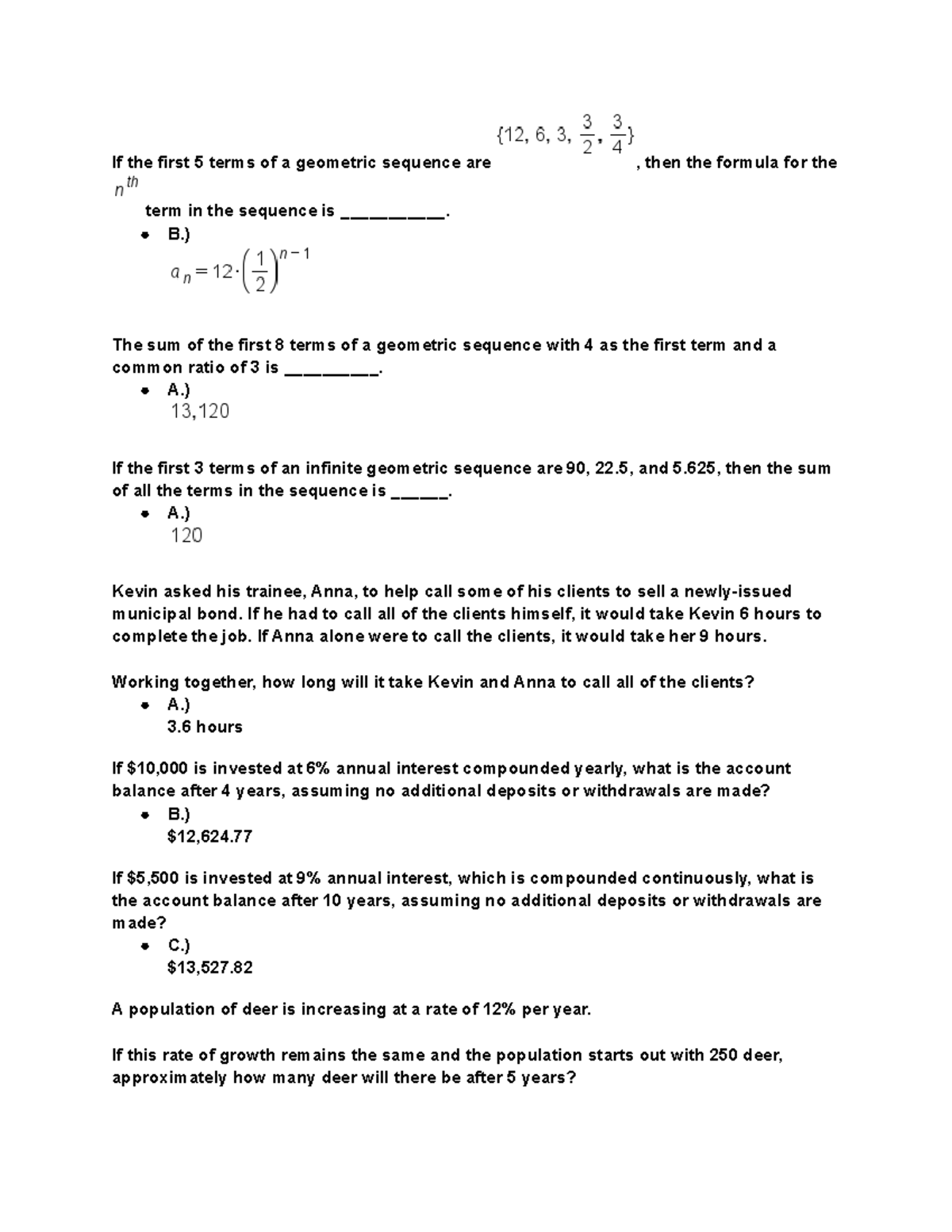 Sophia College Algebra Unit 5 Challenge 4 If The First 5 Terms Of A