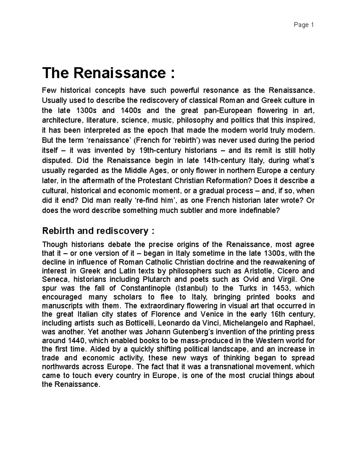 The Renaissance - History of english literature - The Renaissance : Few ...