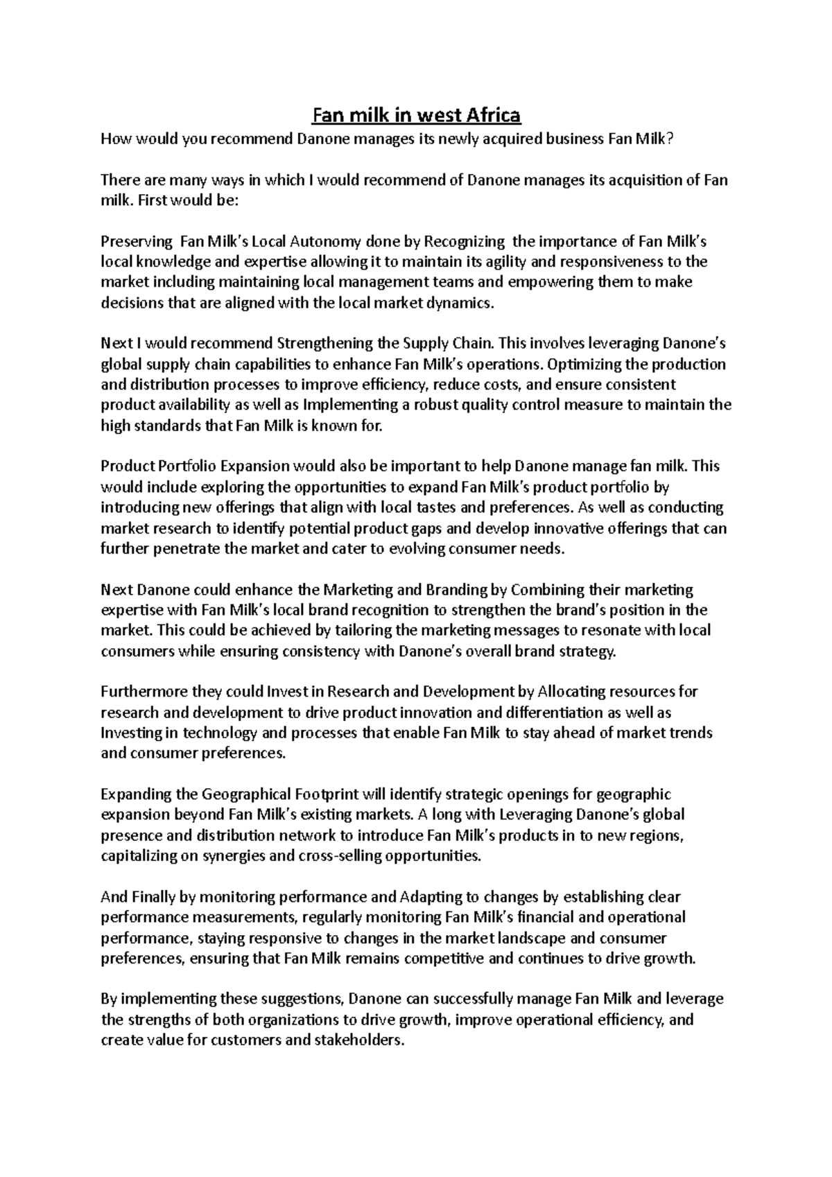 Fan milk in west Africa - case study - Fan milk in west Africa How ...