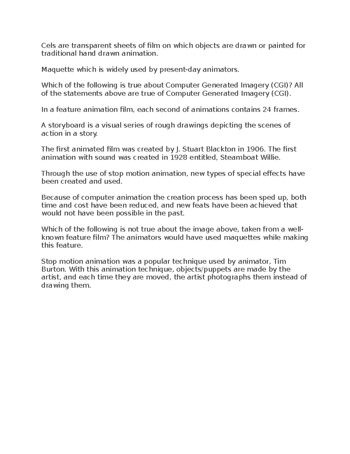 Film Notes part 1 - Cels are transparent sheets of film on which ...