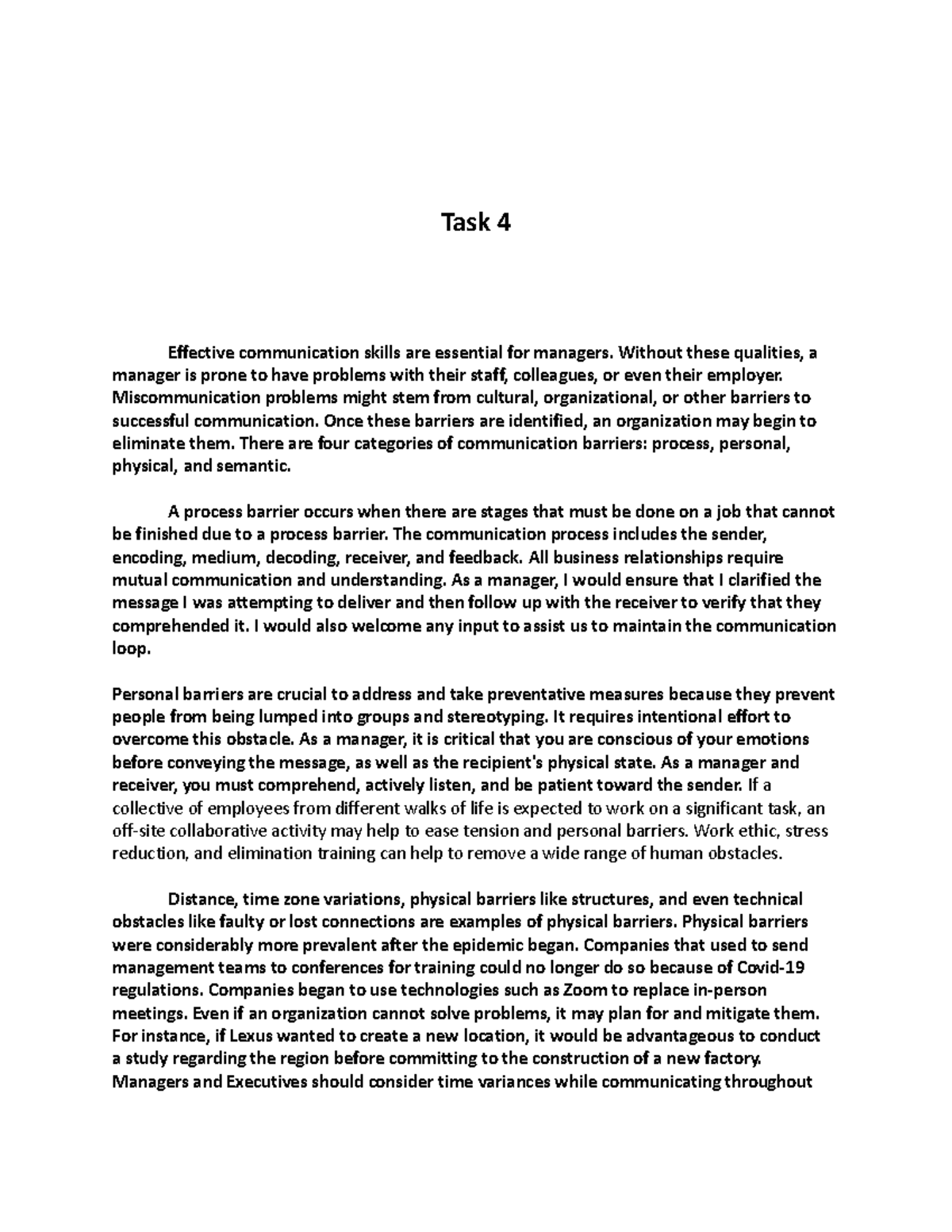 Qht1 task 4 - example of task to get you a passing grade - Task 4 Effective communication skills ...