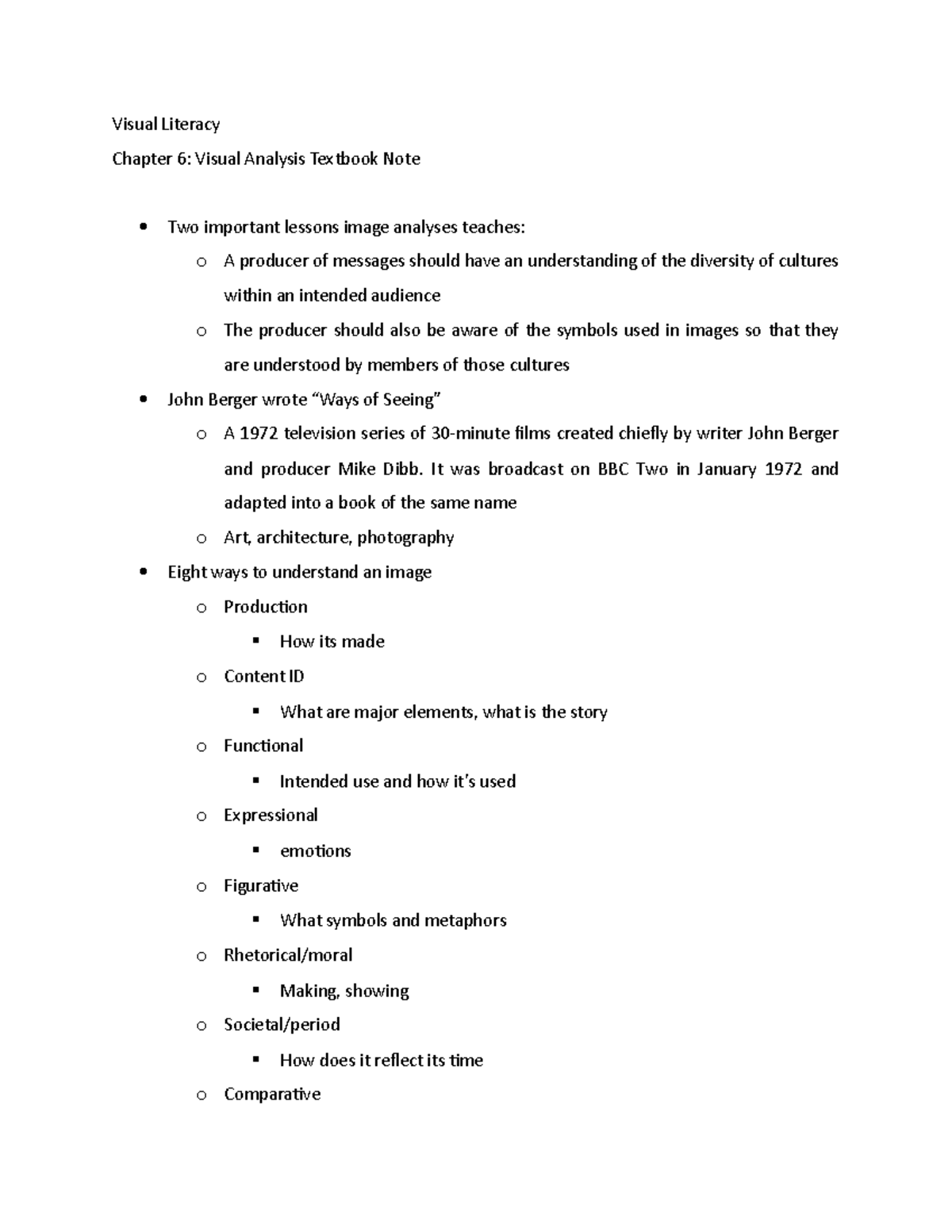 Visual Literacy CH 6 TXT - Visual Literacy Chapter 6: Visual Analysis ...