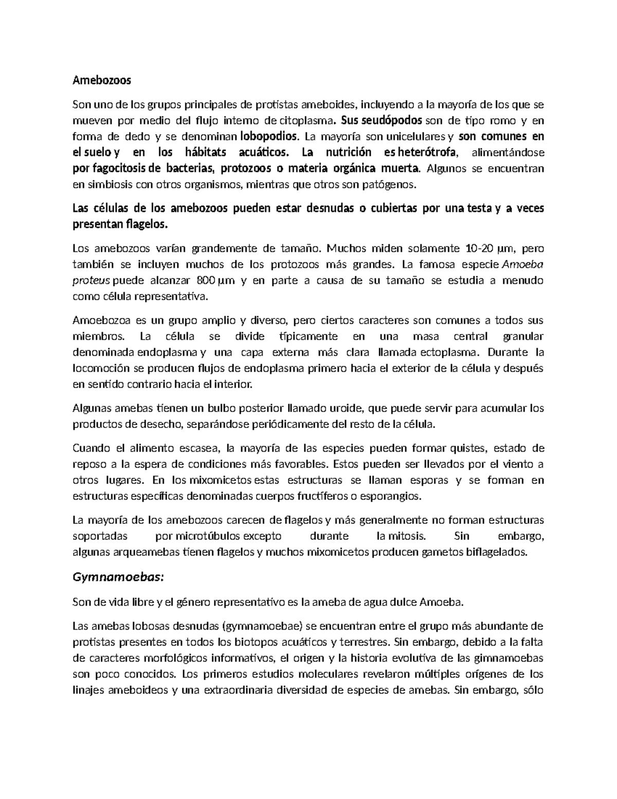 Amebozoos - Resumen Parasitología - Amebozoos Son uno de los grupos ...