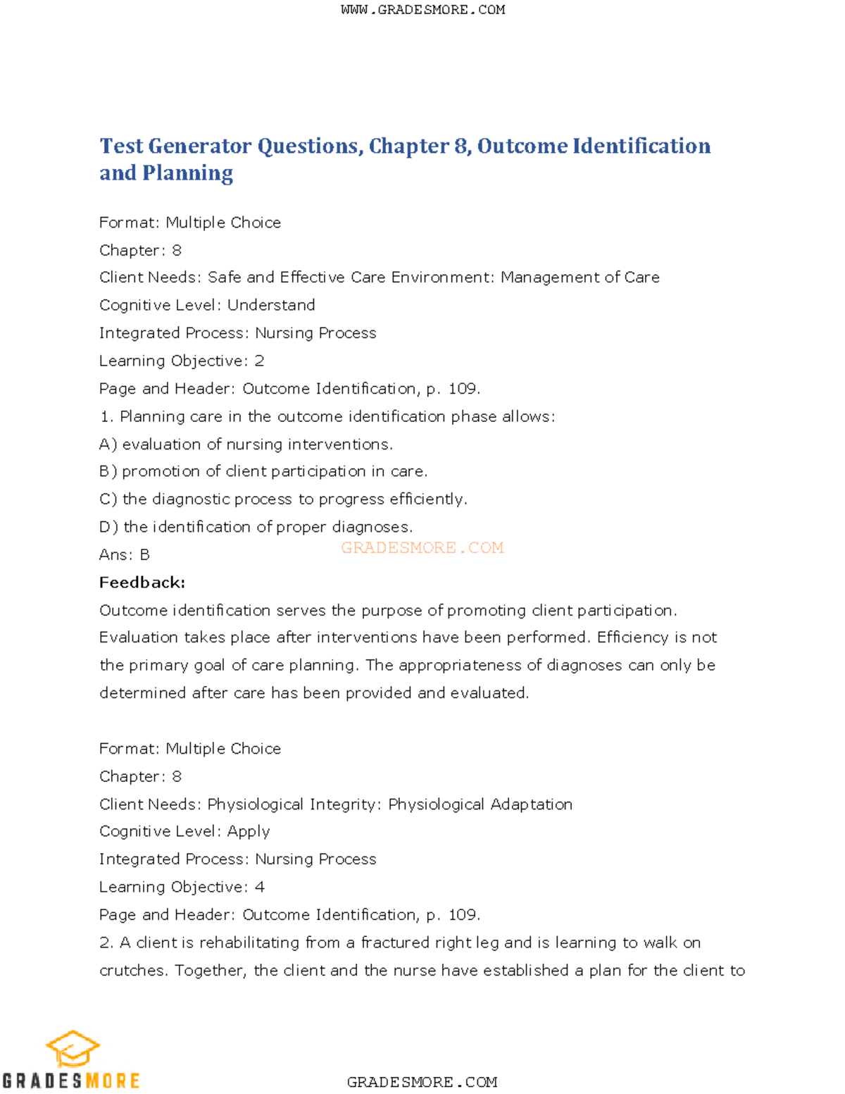TG Chapter 08 - Ch.8 - G R A D E S M O R E. C O M Test Generator ...