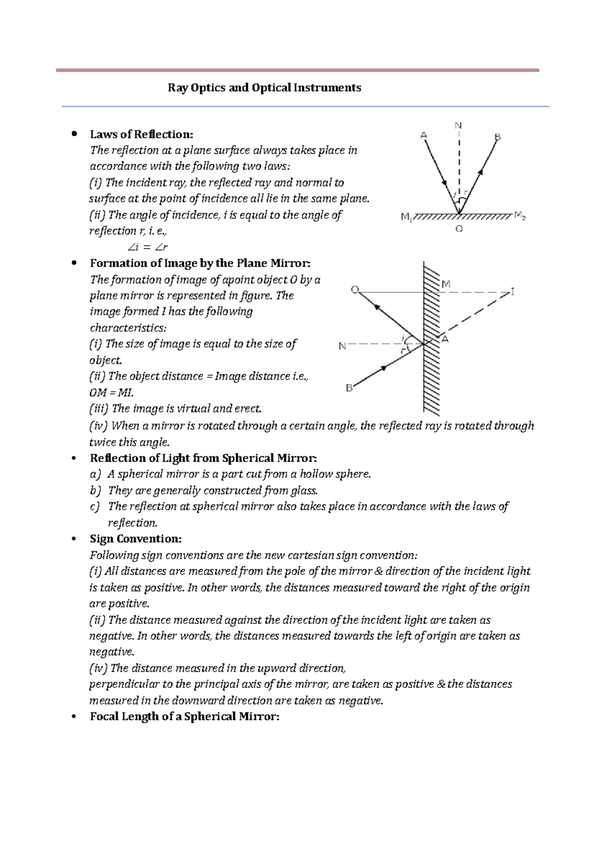 Rayoptics and optical instruments - Ray Optics and Optical Instruments ...