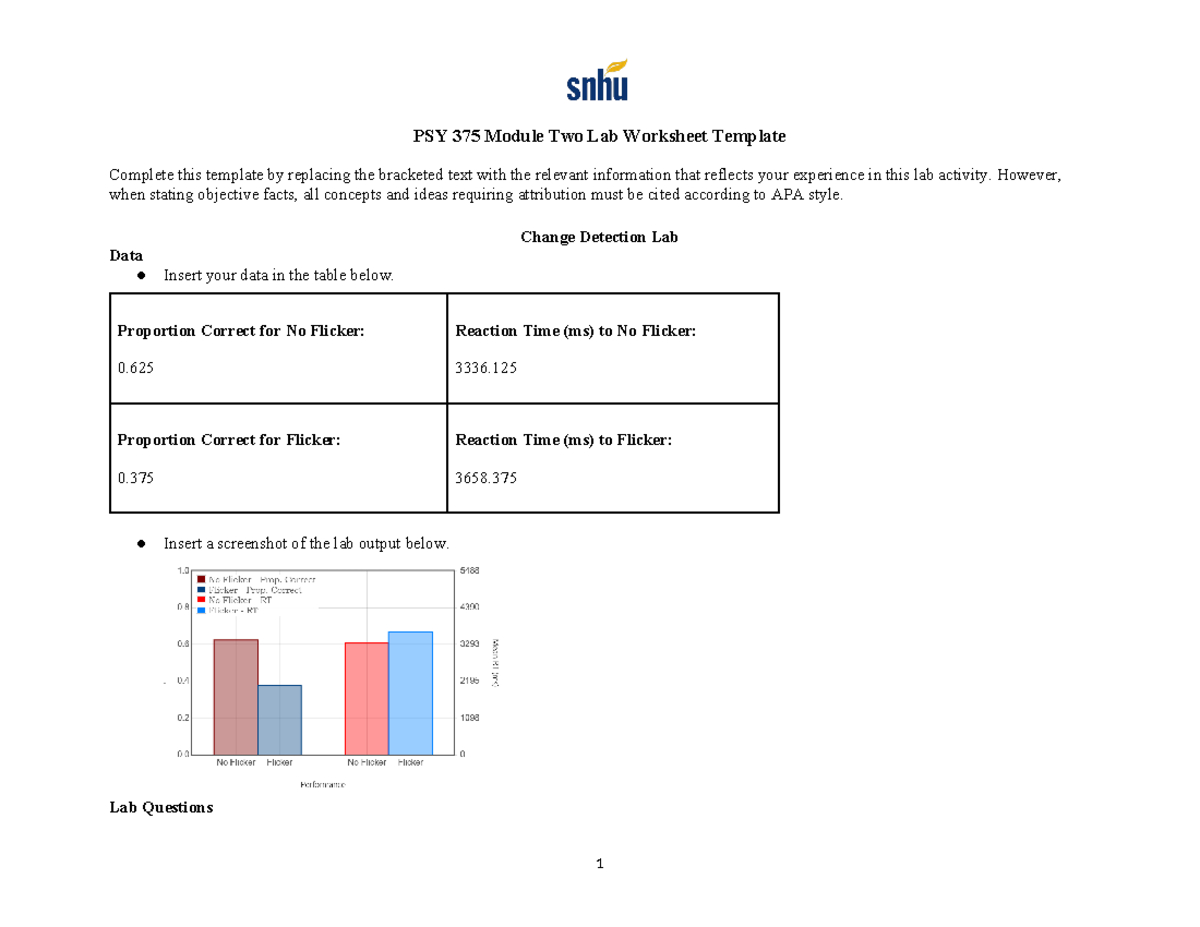 PSY 375 Module Two Lab Worksheet Template - PSY 375 Module Two Lab ...
