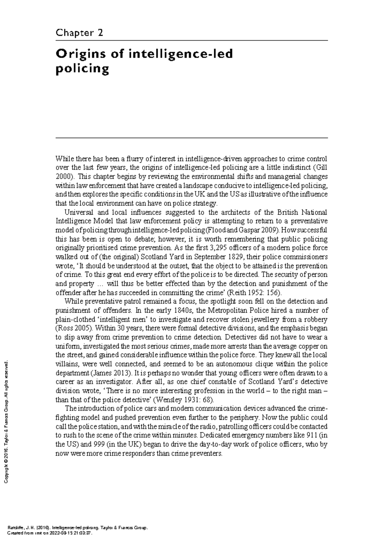 Intelligence-Led Policing - (2 Origins of intelligence-led policing ...