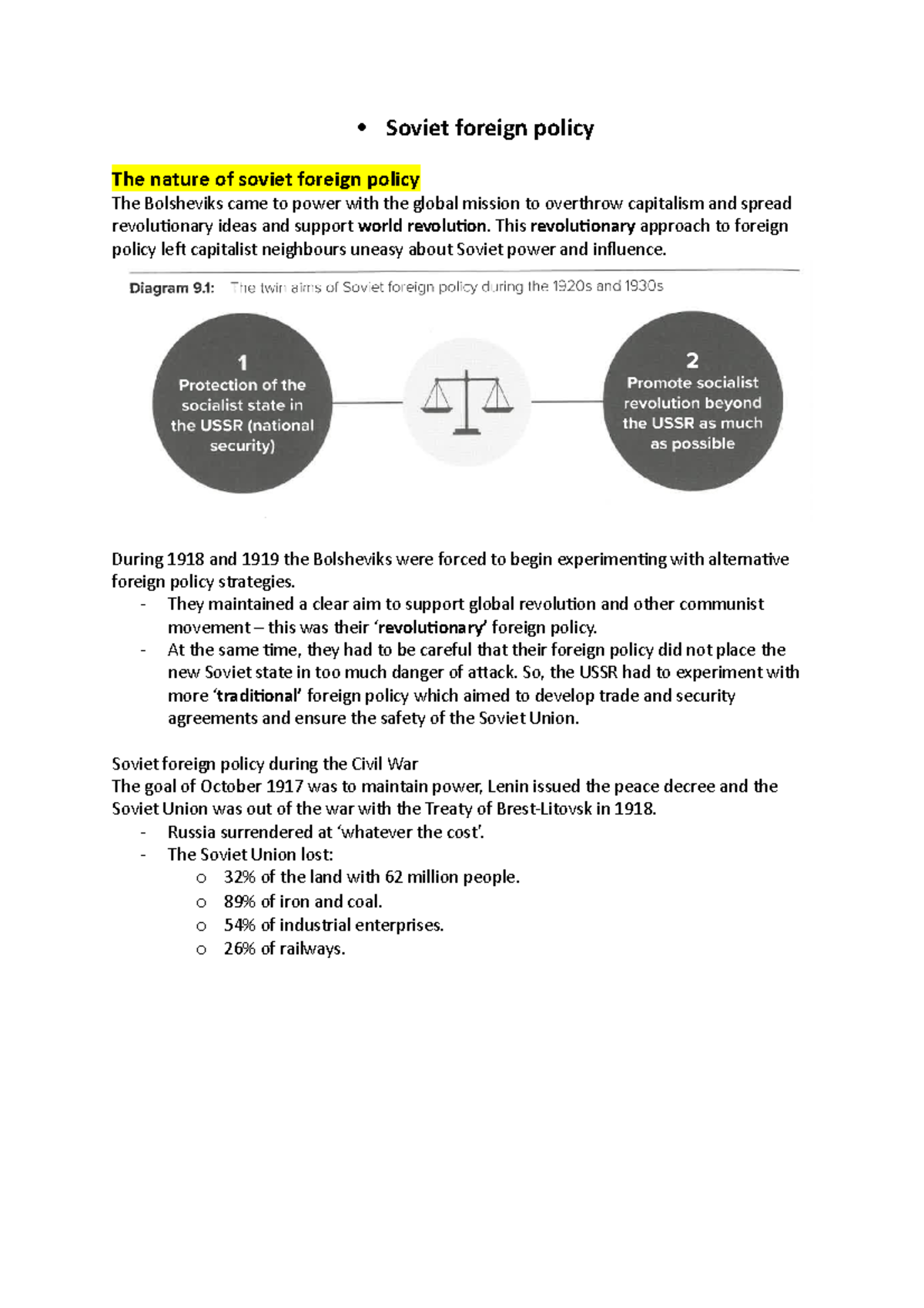 RUSSIA AND THE SOVIET UNION 1917-1941: Soviet foreign policy - Soviet ...