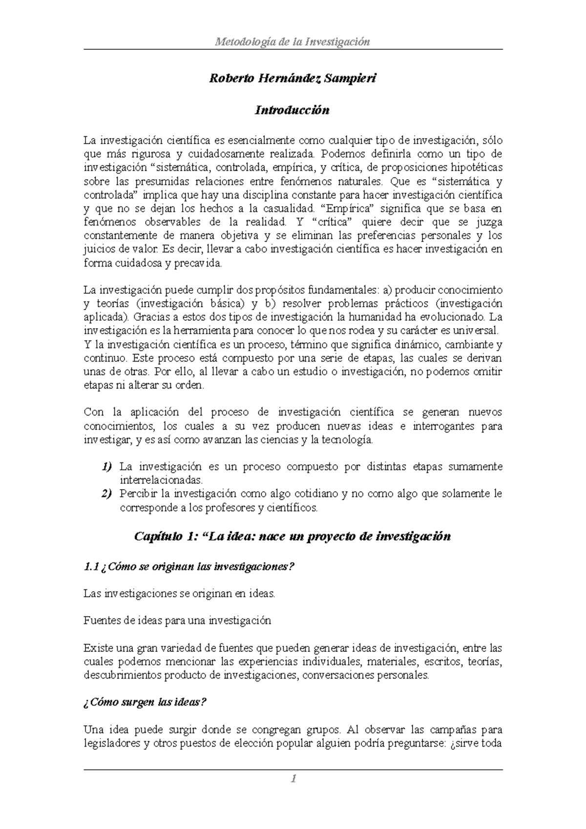Resumen Sampieri Ud.1-5 Metodologia de la Investigación - de la Roberto Sampieri La es ...