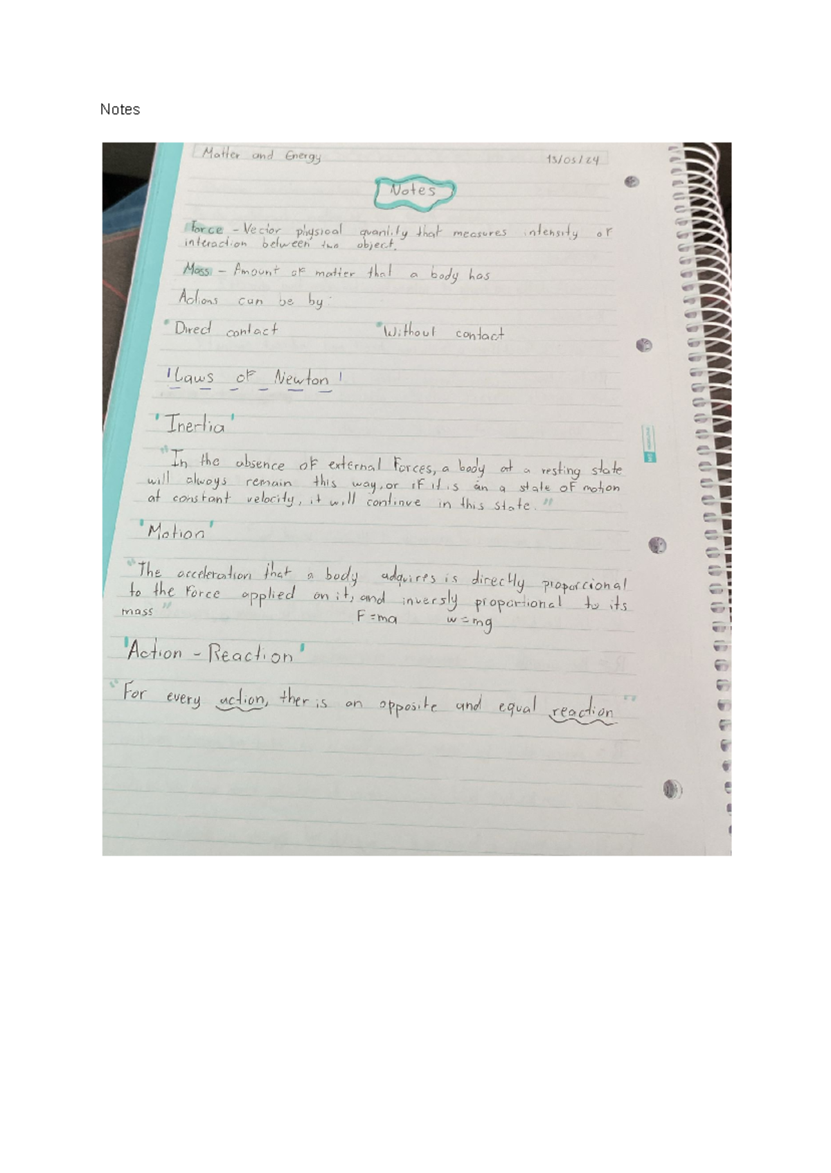Notes - eeeeeeeeeeeeeeeeeeeeee - Matter and Energy Notes Force Vector ...