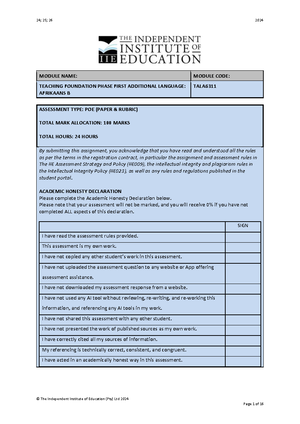 TALA7312 Icetask 3 - Ice task that considers the accommodation in a FAL ...