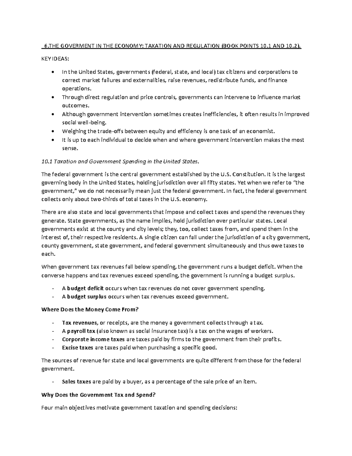 Introduction TO Economics Topic 6 - 6 GOVERMENT IN THE ECONOMY ...