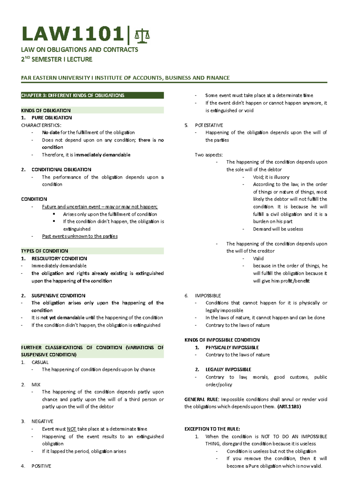 Chapter 3- Oblicon - LAW ON OBLIGATIONS AND CONTRACTS 2 ND SEMESTER I ...