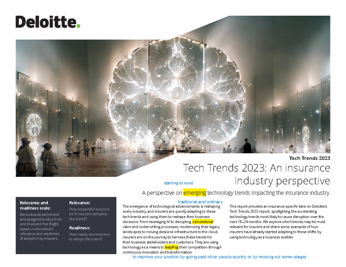 Us deloitte tech trends 2023 an insurance industry perspective - Tech ...