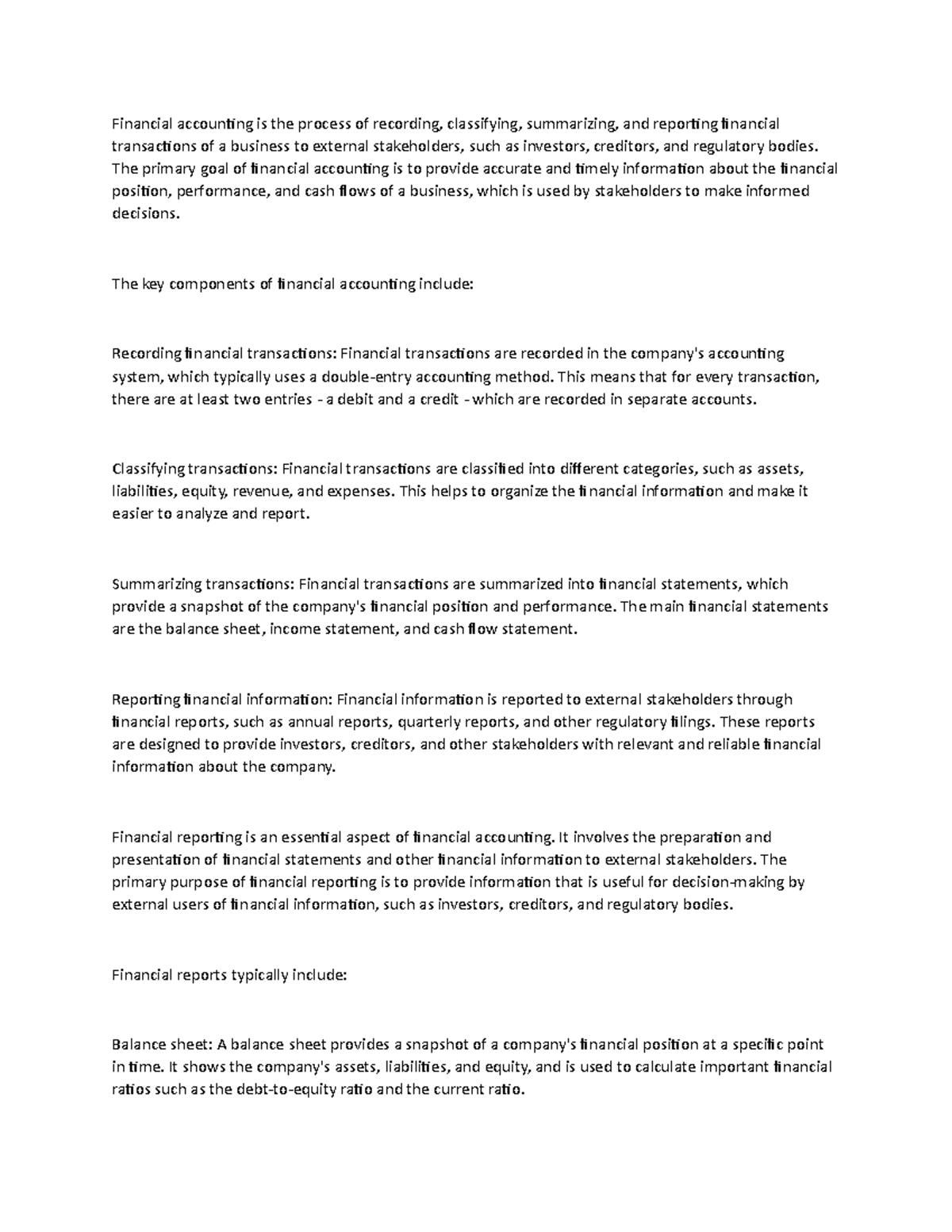 FAR - Module - Financial accounting is the process of recording ...