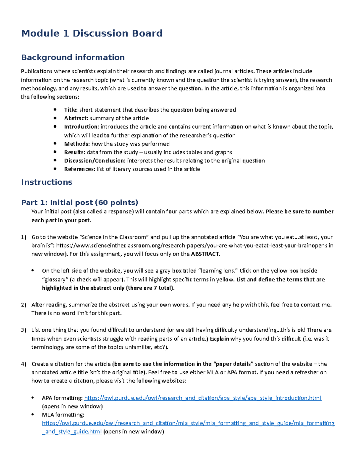 Module 1 Discussion Guidlines (word, opens in new window) - Module 1 ...