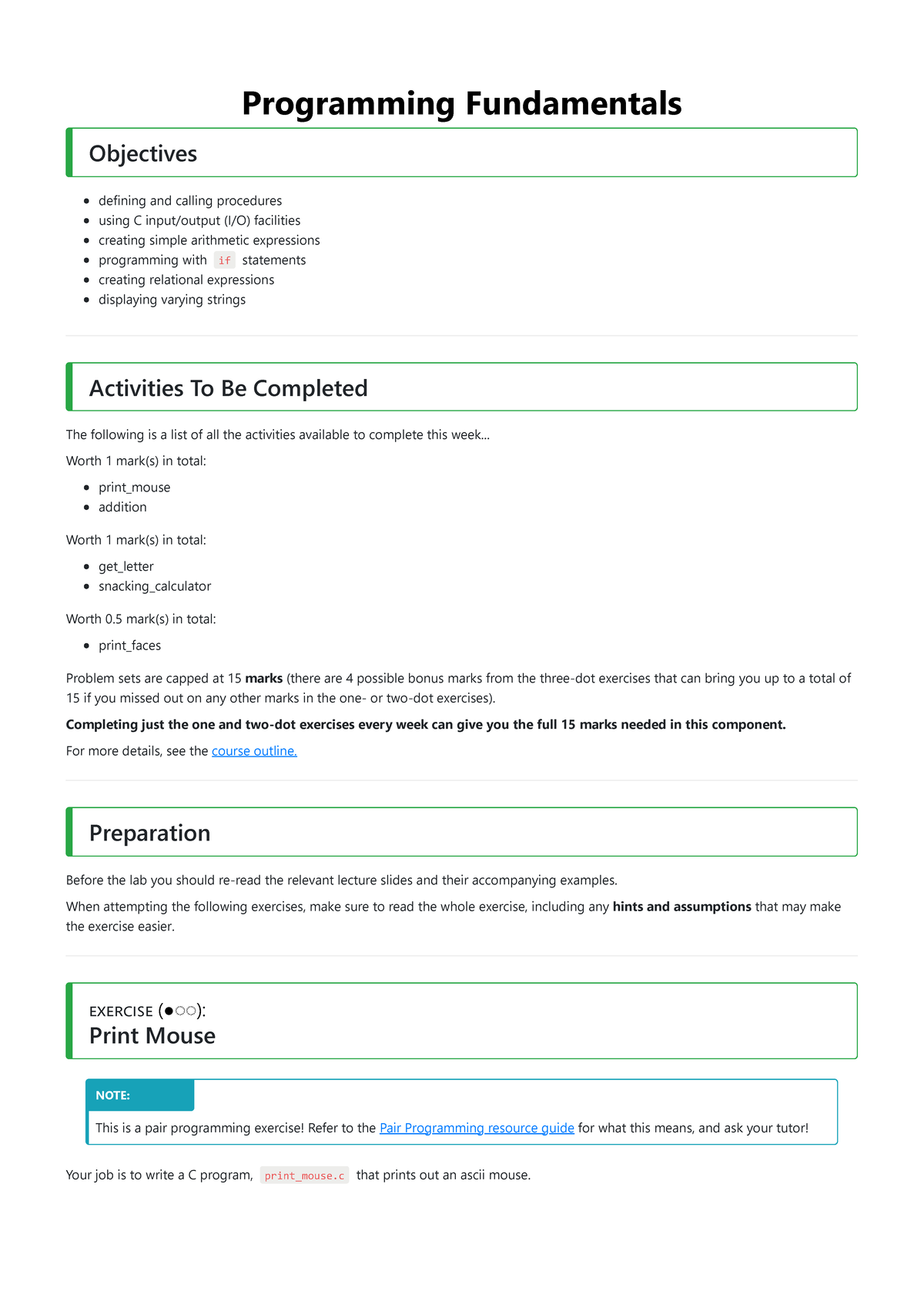 Week 02 Laboratory Sample Solutions - Programming Fundamentals Objectives defining and calling ...