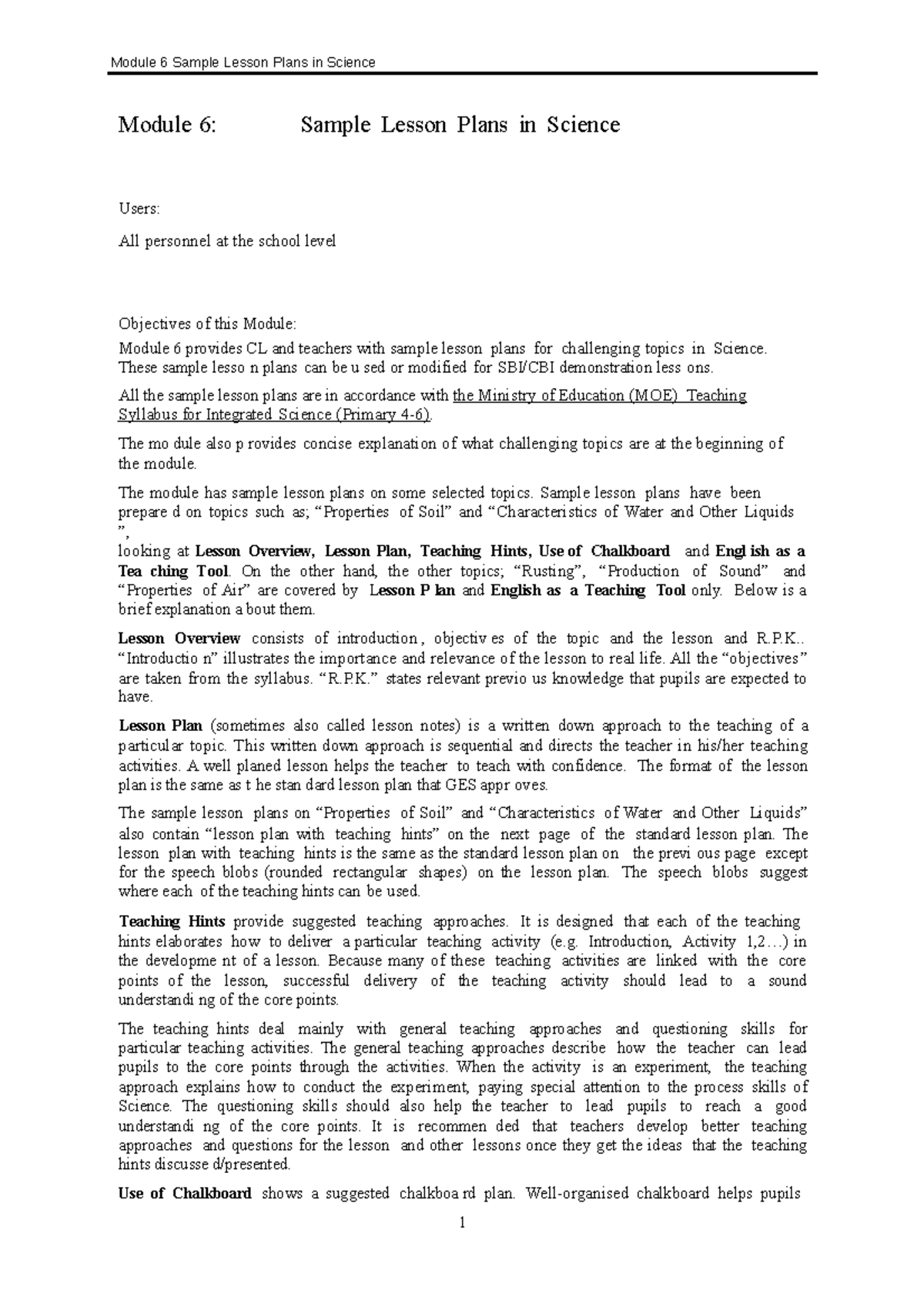 Module 6 main content - Science - Module 6 Sample Lesson Plans in ...