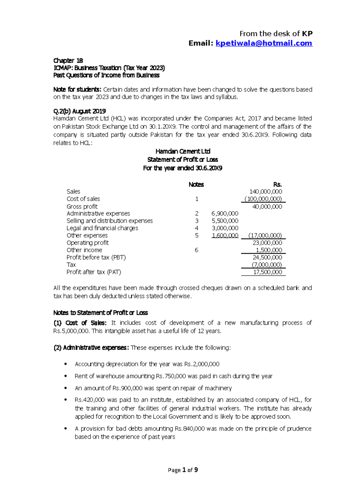 Icmap chapter 18a - tax notes by khalid petiwala - From the desk of KP ...