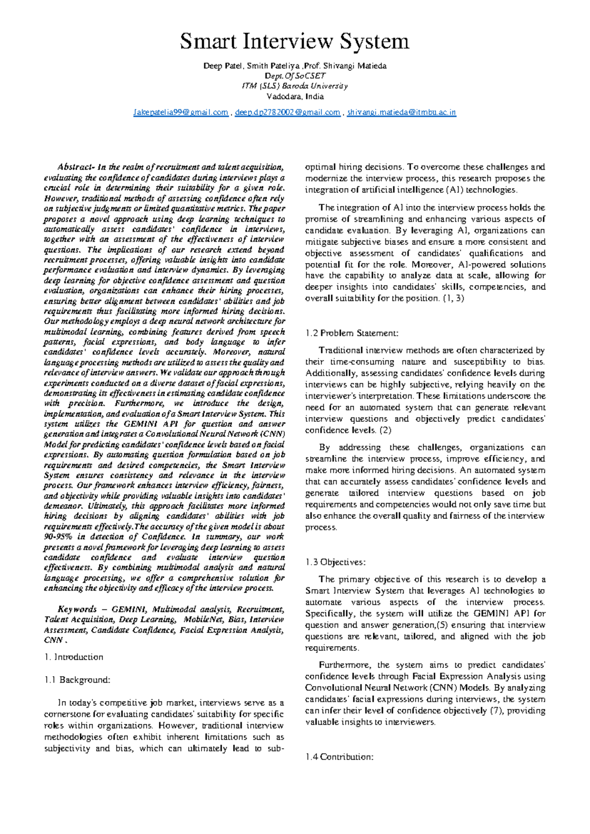 Smart Interview System - Smart Interview System Deep Patel, Smith ...