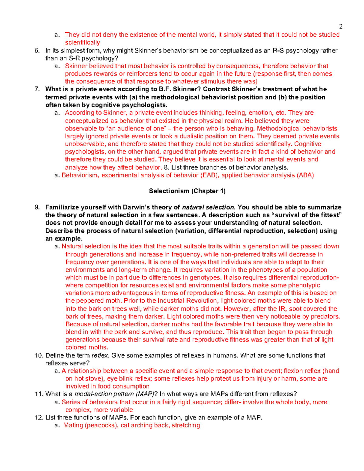 PSYC 213 Study Guide for Exam 1 S23 (2) - 2 a. They did not deny the existence of the mental ...