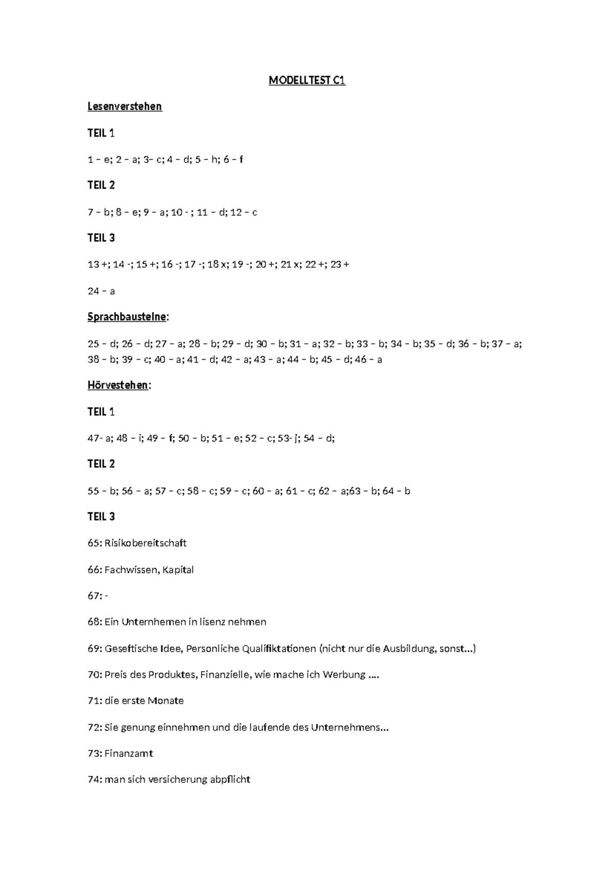 Modelltest C1 - Modeltest Telc C1 - MODELLTEST C Lesenverstehen TEIL 1 ...