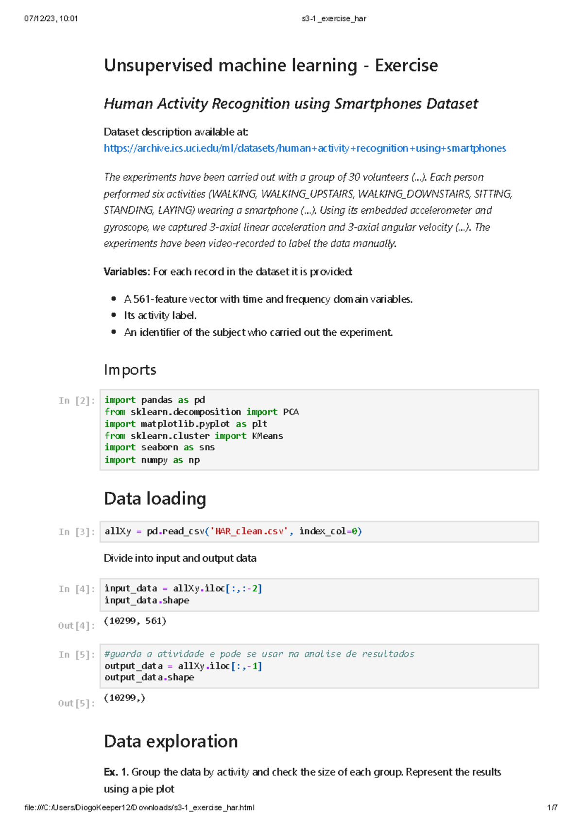 S3-1 exercise har - exercicios aula - Unsupervised machine learning - Exercise Human Activity ...