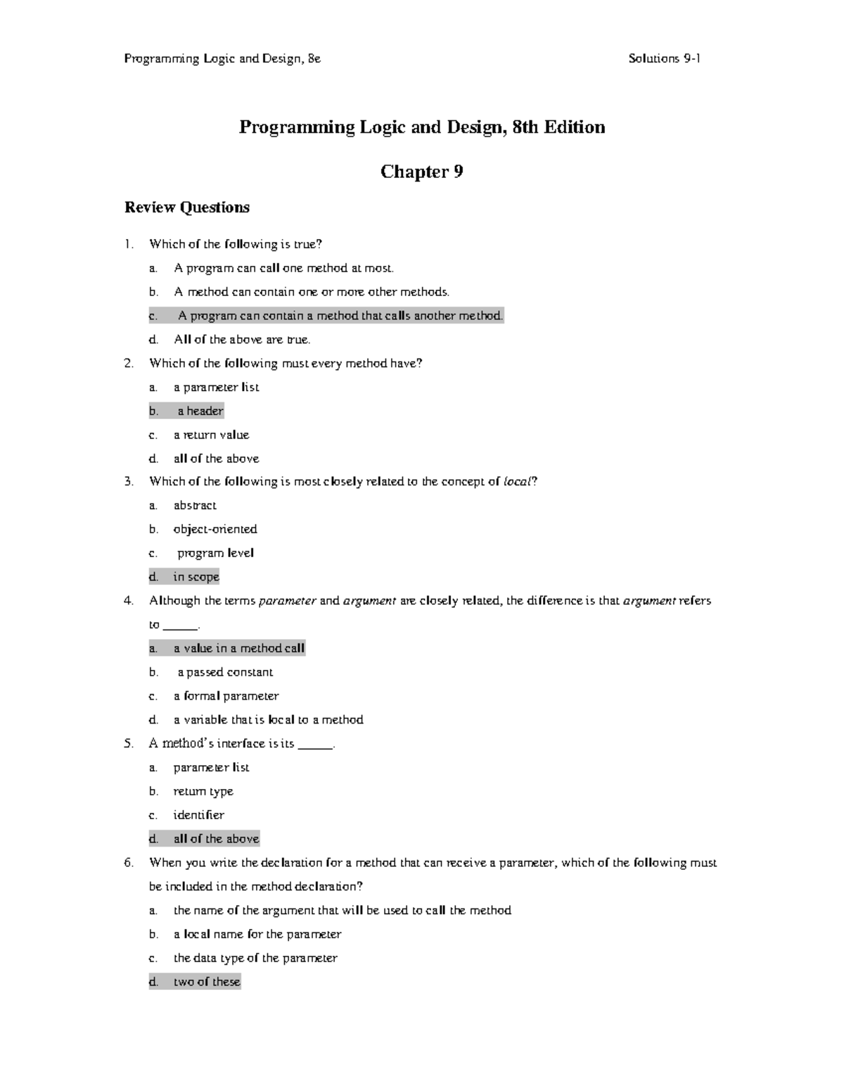 Chapter 9ADF102Solutions - Programming Logic and Design, 8th Edition ...