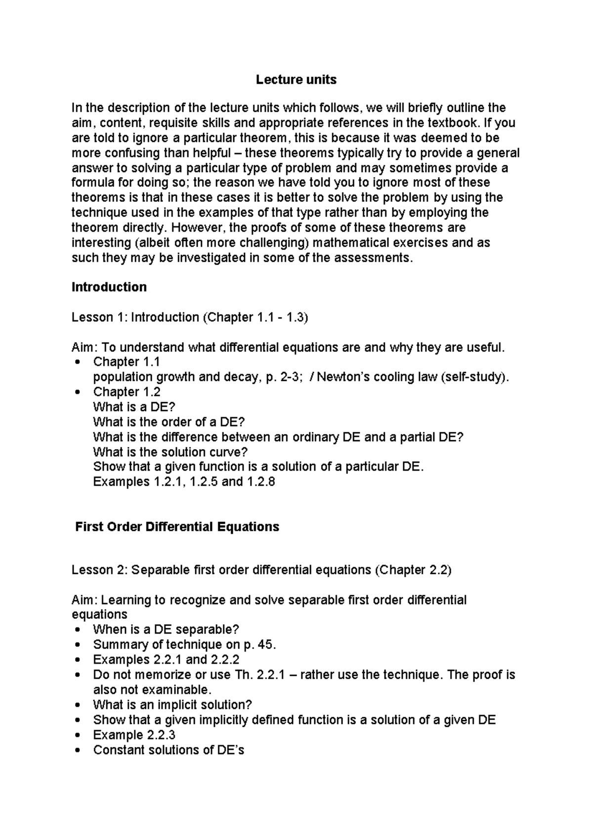 Summary Chapter 1 - 2 - NOTES - Lecture units In the description of the ...