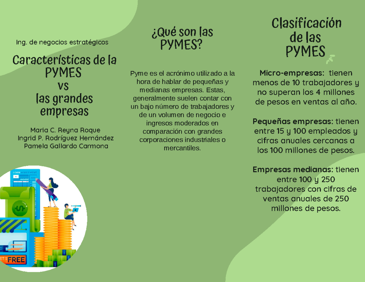 A3 Tríptico - Clasificación de las PYMES ¿Qué son las PYMES? Micro ...