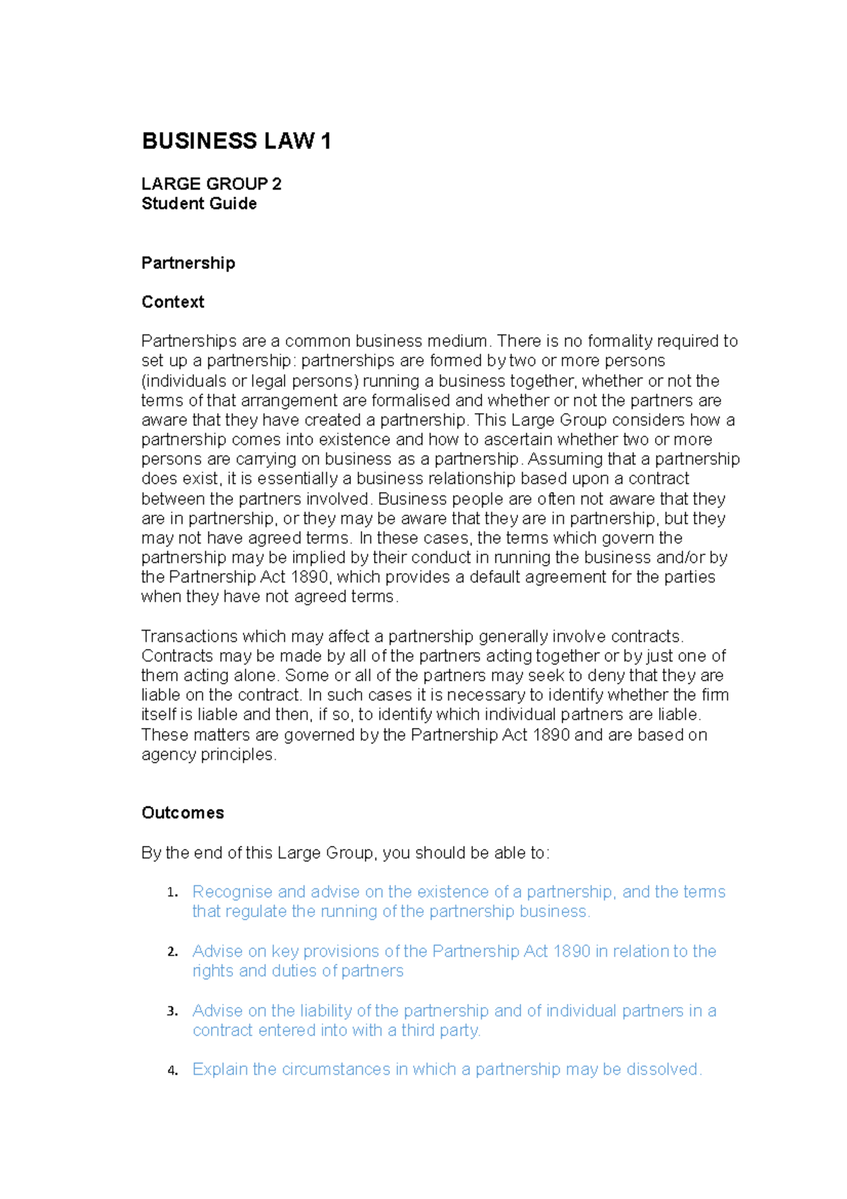 Business LAW Large Group 2 Student Guide - BUSINESS LAW 1 LARGE GROUP 2 ...