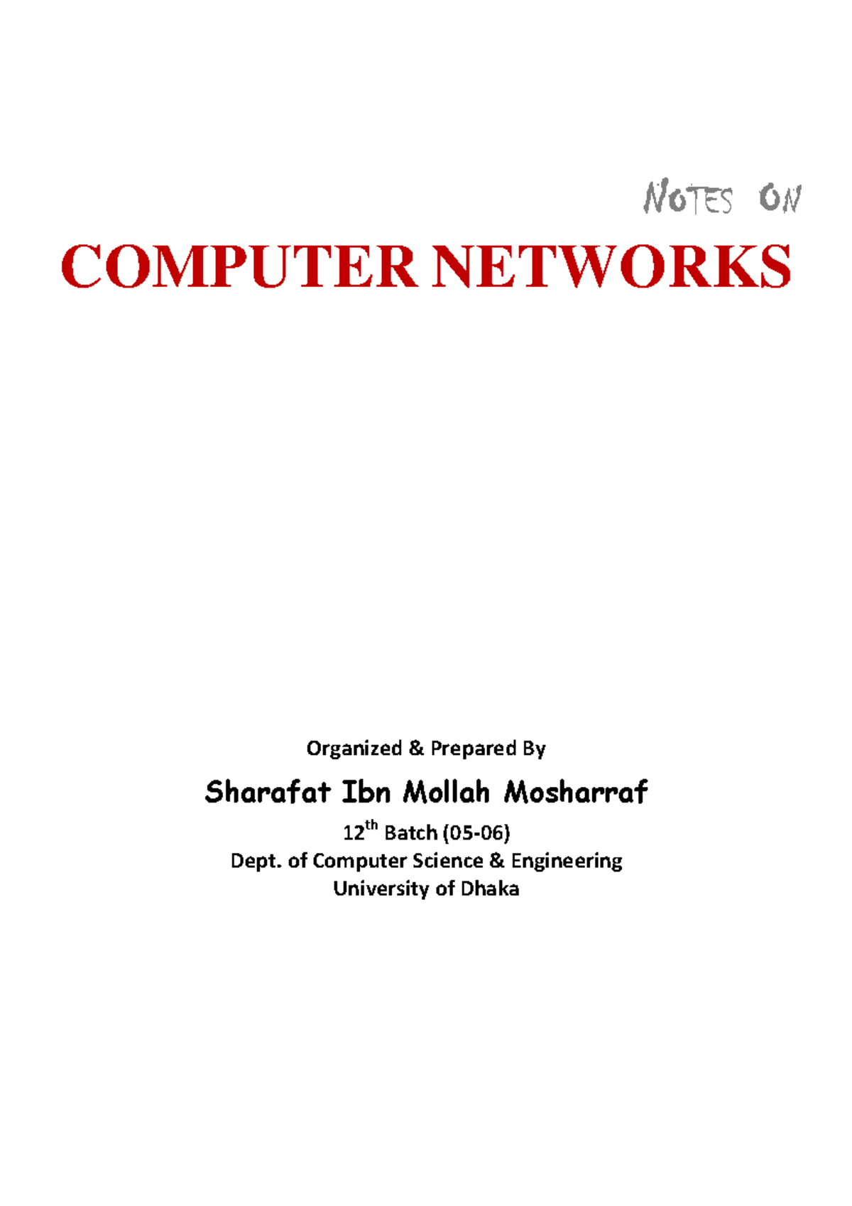 Networking Notes - NNNNOTESOTESOTESOTES OOOONNNN COMPUTER NETWORKS ...