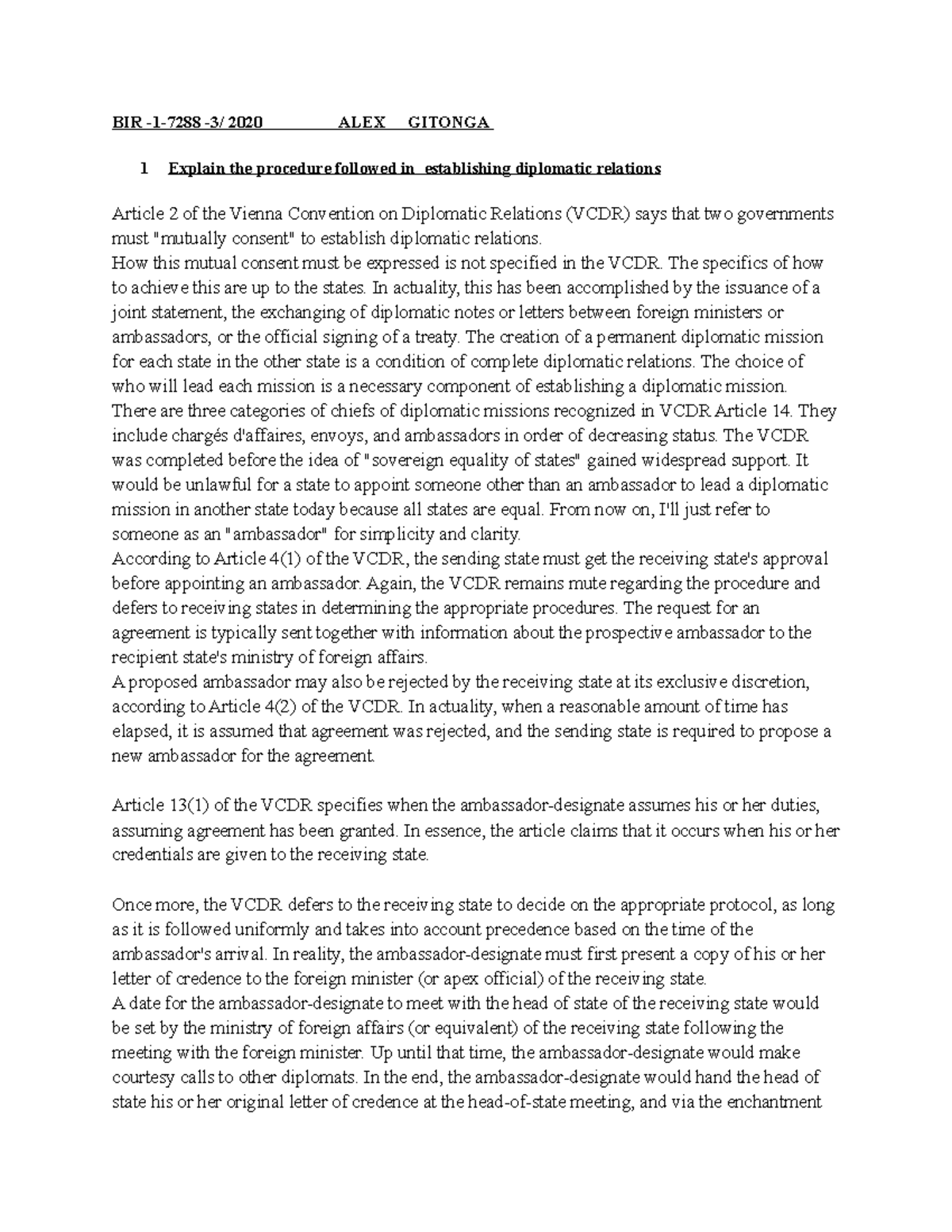 Protocole diplomatique et étiquette[ 2] - BIR -1-7288 -3/ 2020 ALEX ...