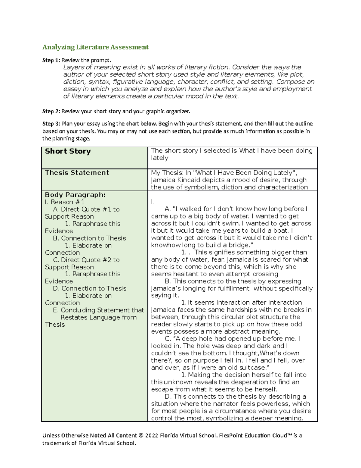 Analyzing literature - lol - Analyzing Literature Assessment Step 1 ...